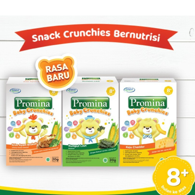 Jual Promina Baby Crunchies Keju Cheddar Seaweed Krim Ayam Brokoli ...