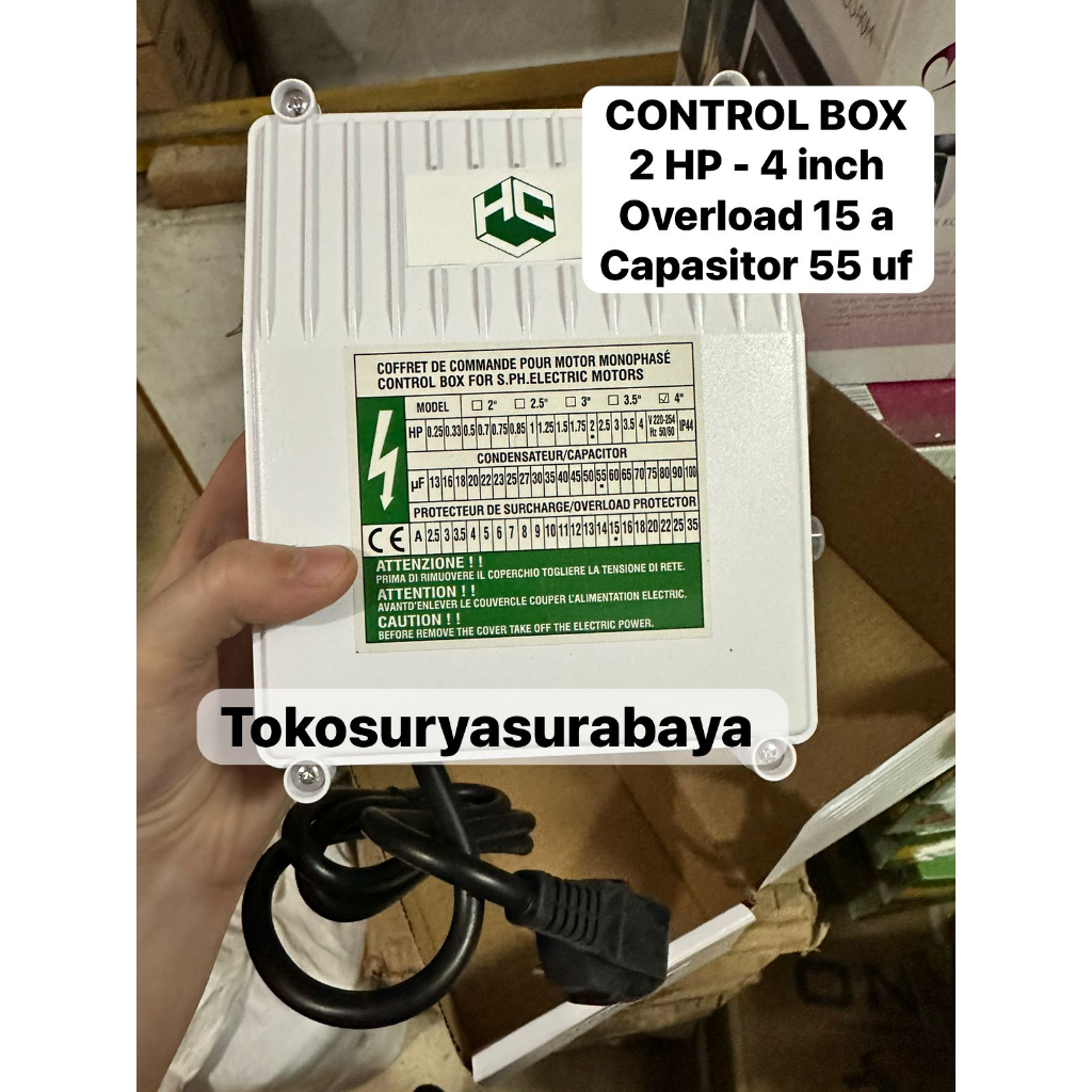 Jual CONTROL BOX 2 HP 4 INCH 55 UF overload 15 a | Shopee Indonesia