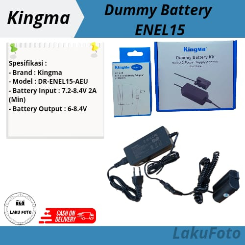 Jual KINGMA DUMMY BATTERY KIT ENEL15 / ENEL 15 INDOOR WITH AC POWER ...
