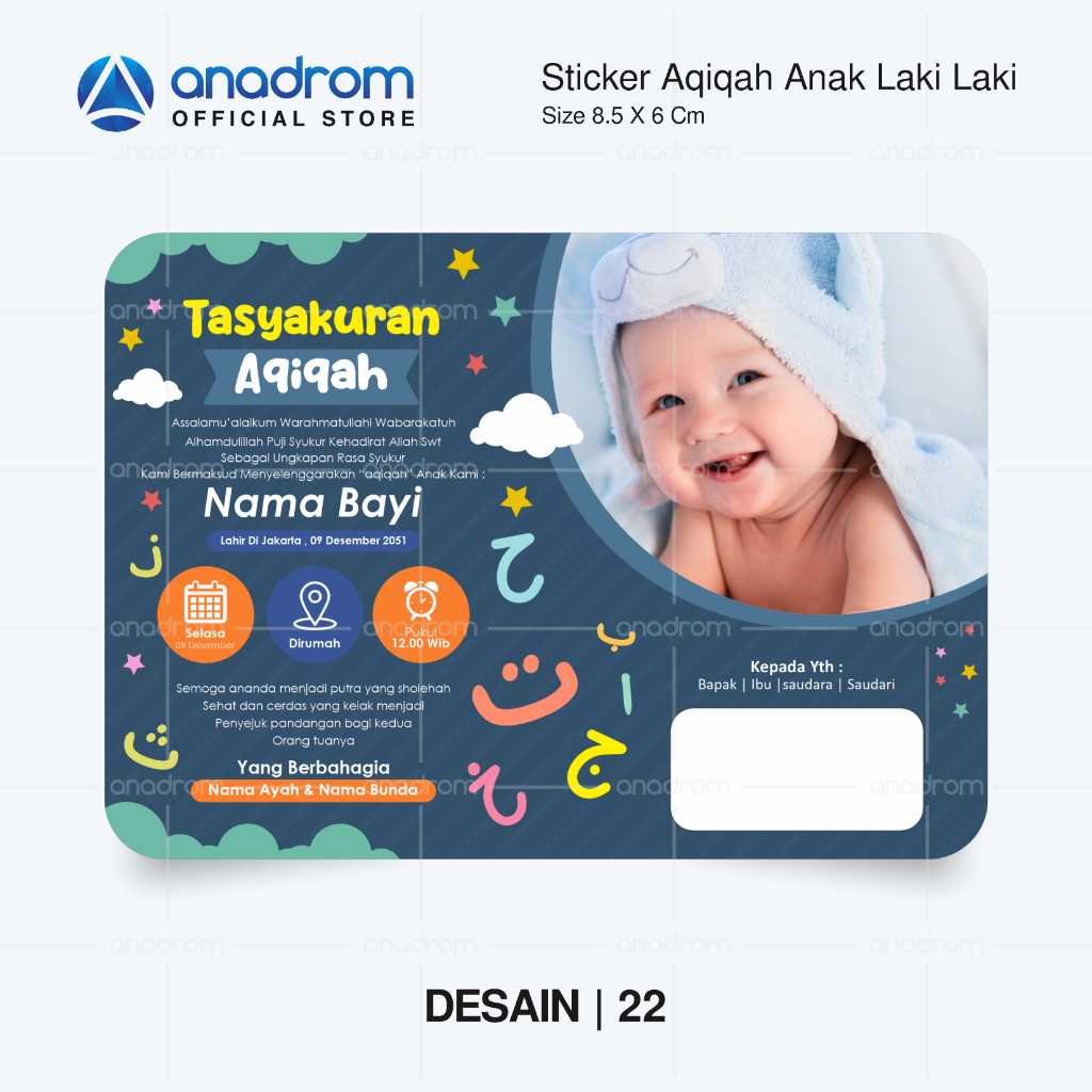 Jual Sticker Label Aqiqah Anak Laki - Laki | Sticker Label Box Makanan ...