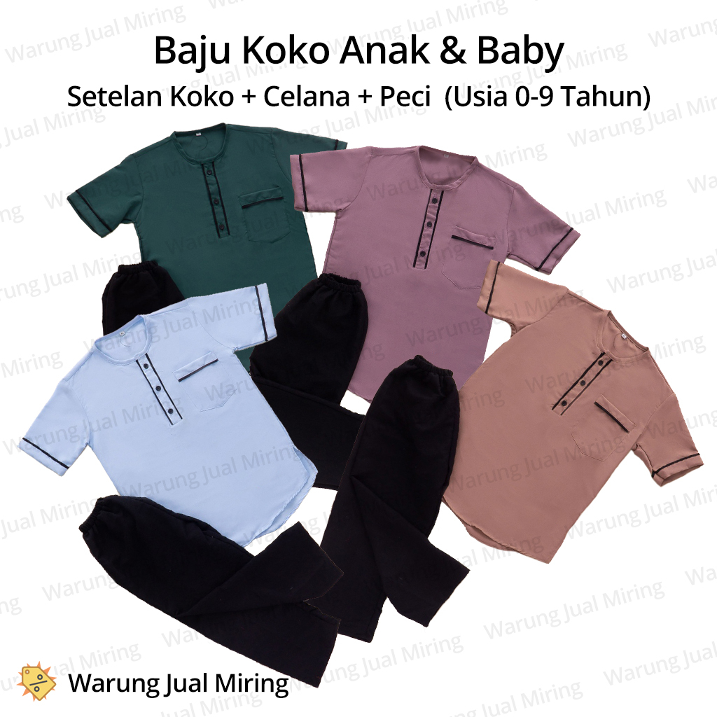 Jual Setelan Koko Anak 0-9 Tahun Sarkoci Set Baju Celana Panjang Peci ...