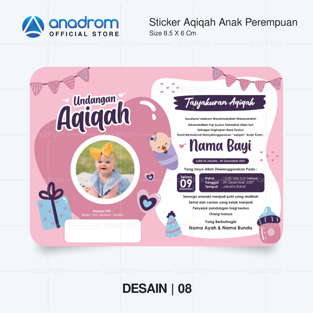 Jual Sticker Label Aqiqah Anak Perempuan | Sticker Label Box Makanan ...