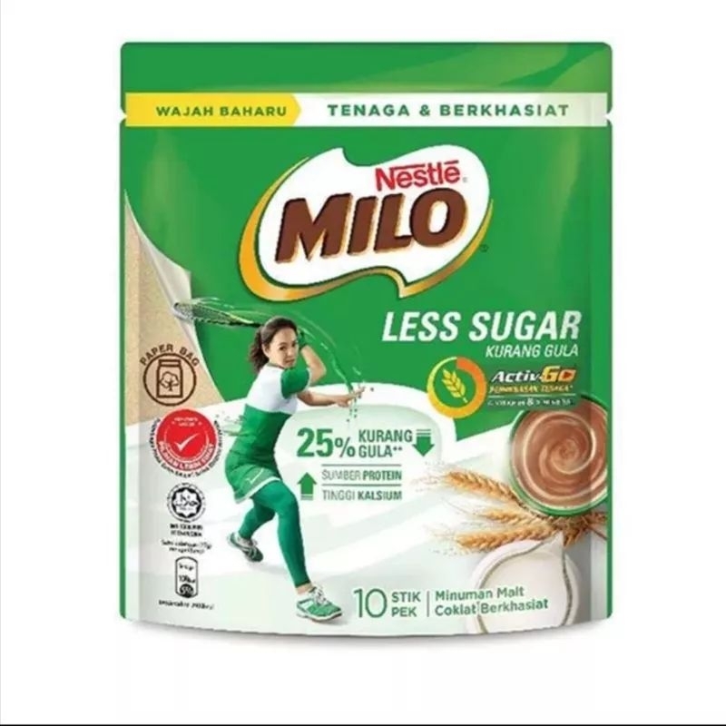 Jual nestle milo less sugar active go malaysia isi 10 sachet | Shopee ...