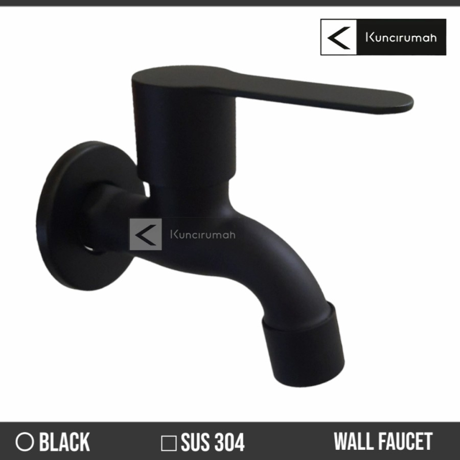 Jual Kran tembok stainless 304 hitam black doff/ Keran dinding Kamar ...