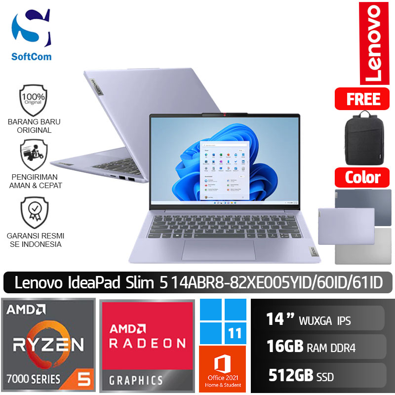 Jual Lenovo IP5 Slim 5 5YID 60ID 61ID R5 7530U/16GB/512GB SSD/14" WUXGA ...