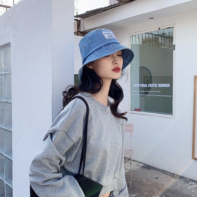 Jual Caliloops Topi Bucket Hat Denim Jeans Wanita Korea Premium Lebar ...