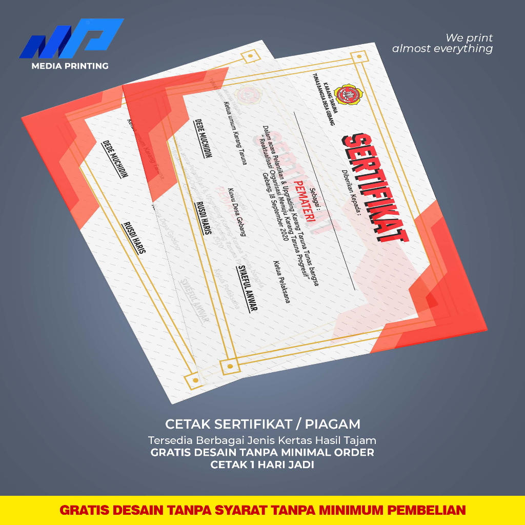 Jual Sertifikat Piagam Penghargaan Costume Desain | Shopee Indonesia