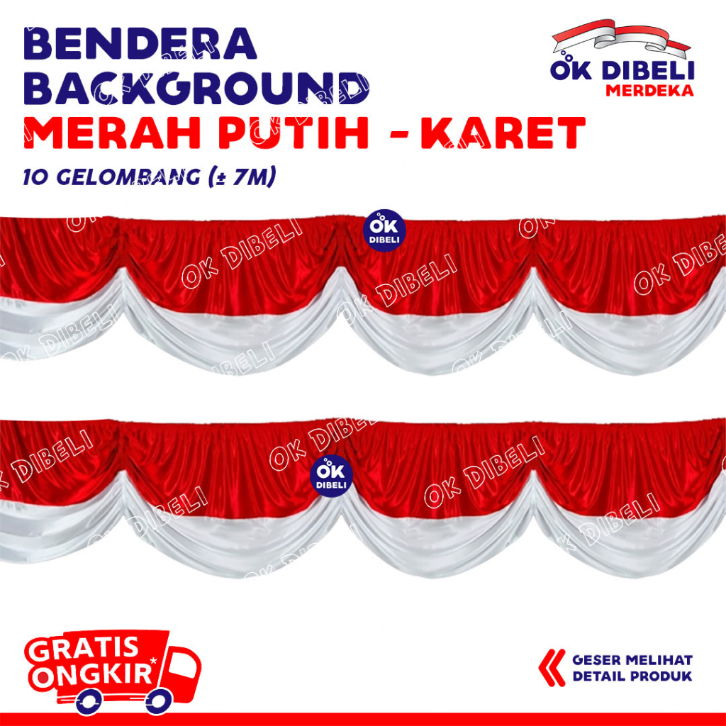 Jual Bendera Indonesia Panjang Karet 10 Gelombang Premium Umbul Umbul Merah Putih | Shopee Indonesia