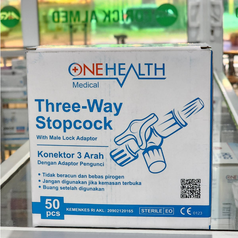 Jual 3 WAY STOPCOCK ONEHEALTH/KONEKTOR 3 ARAH ONEHEALTH PER BOX ISI 50 ...