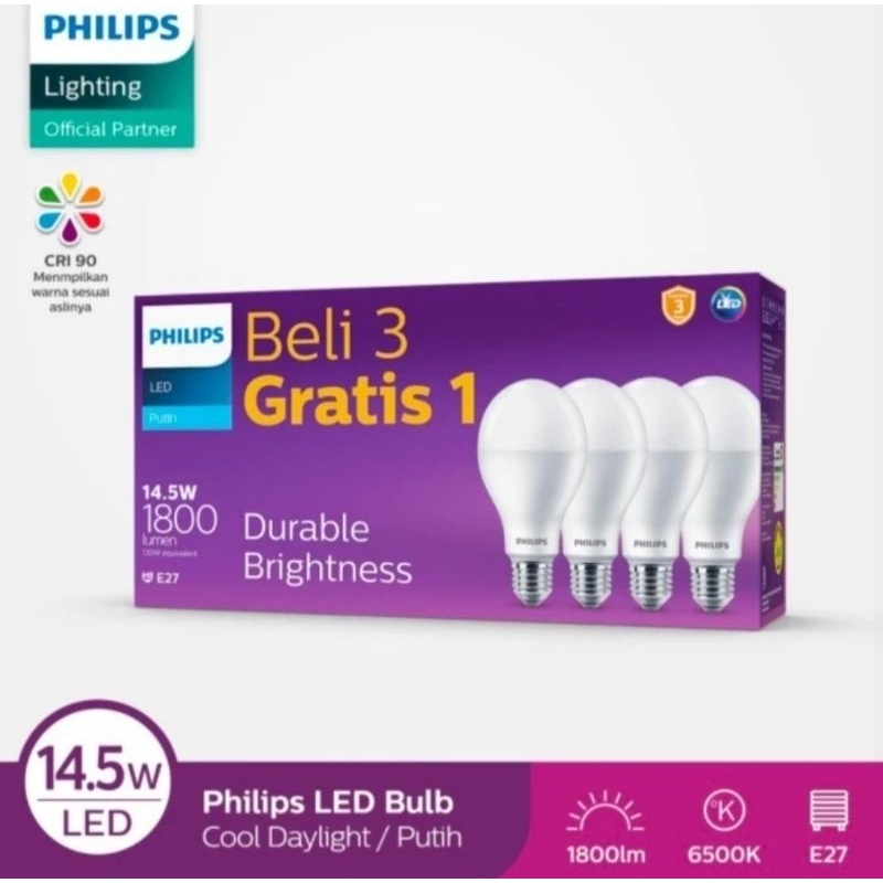 Jual Lampu LED Buld Philips 14,5w Beli 3 Gratis 1 (Harga 1paket isi 4 ... Jual Lampu LED Buld Philips 14,5w Beli 3 Gratis 1 (Harga 1paket isi 4 ...