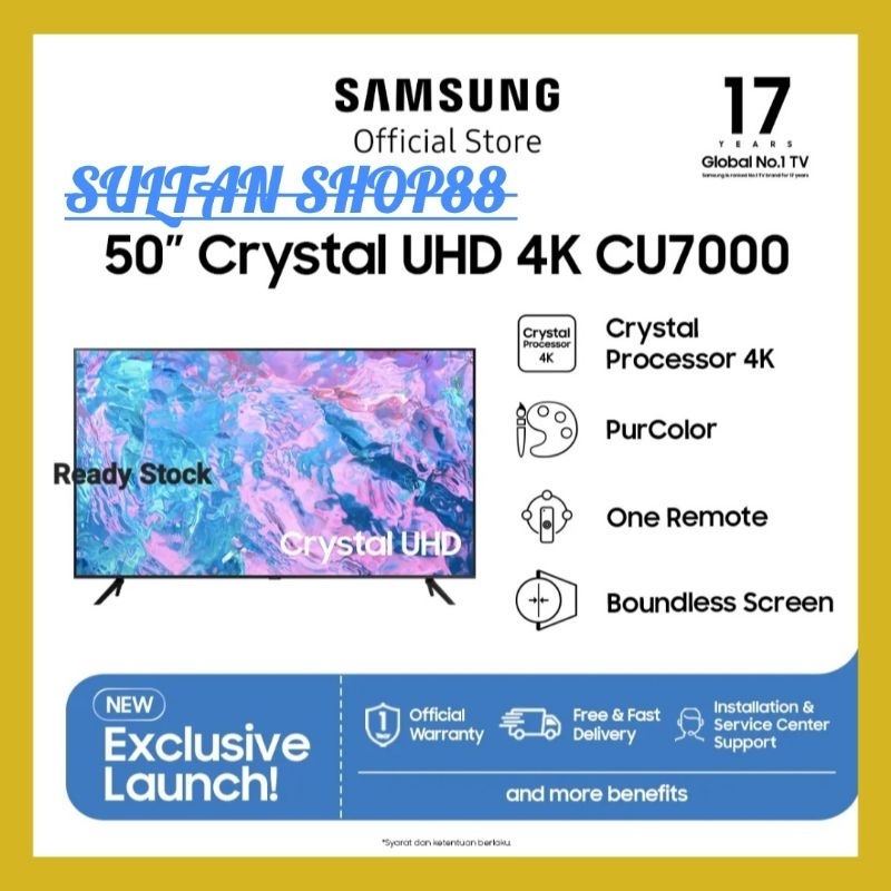 Jual SAMSUNG LED TV 50CU7000 50 INCH CRYSTAL UHD 4K SMART TV I UA50CU7000 | Shopee Indonesia