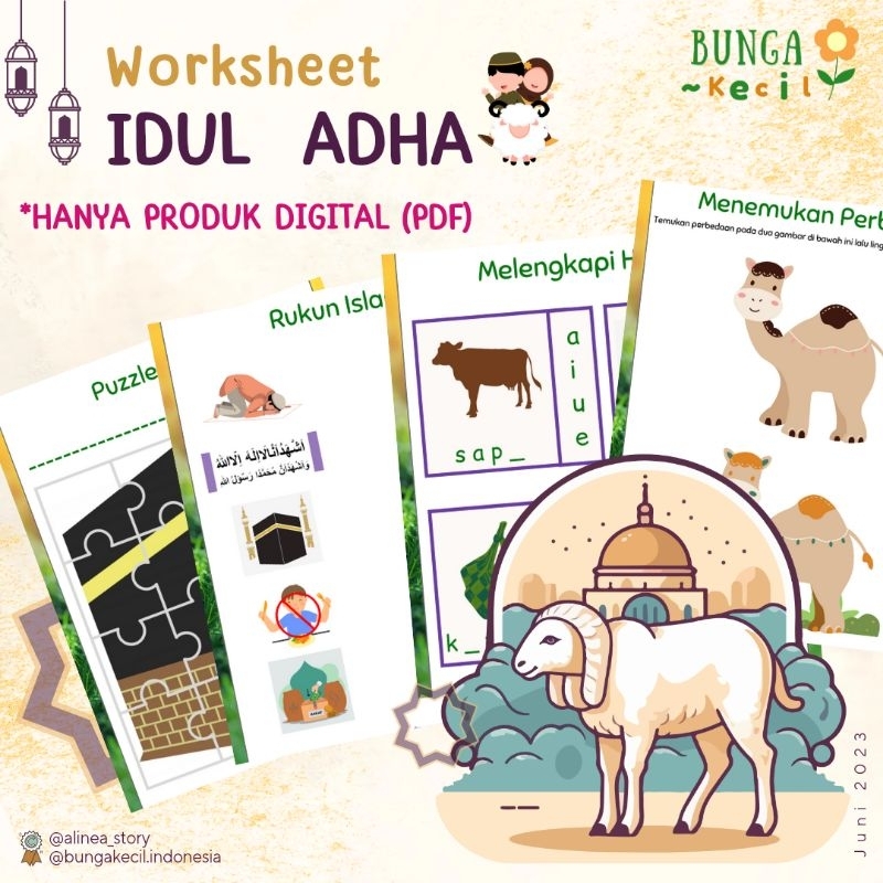 Jual BUNGA KECIL (FILE PDF) Worksheet/Printable/Lembar Aktivitas Idul ...