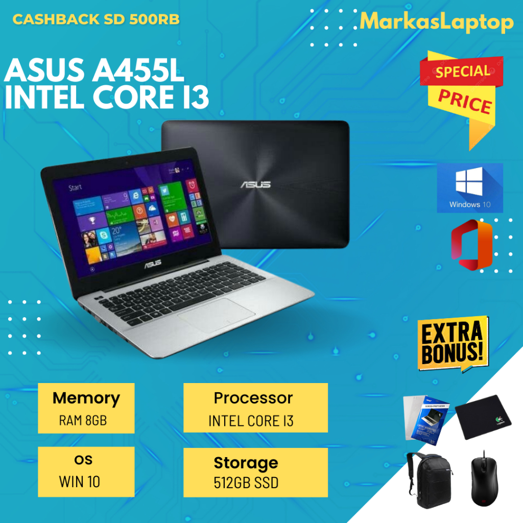 Jual ASUS A455L INTEL CORE I3 [ NVIDIA ] (RAM 8GB / SSD 512GB / 14 ...