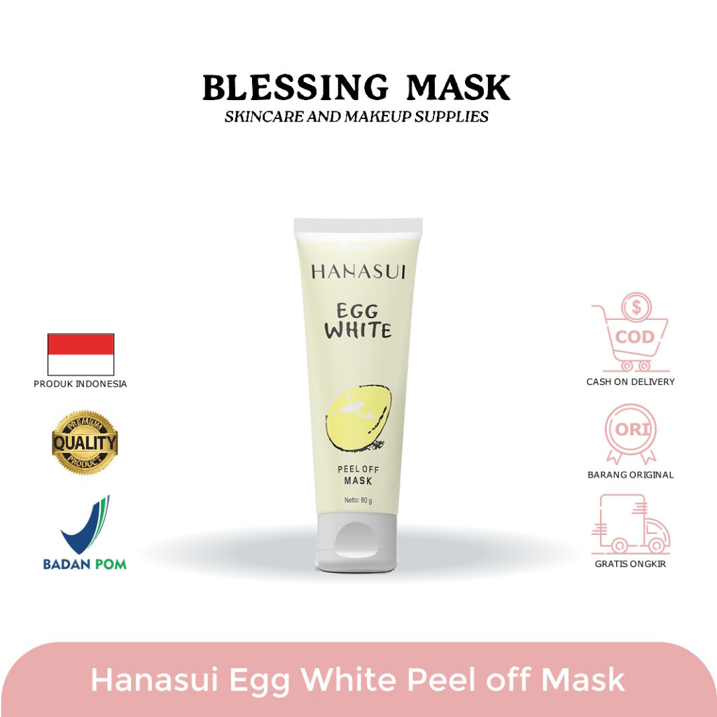 Jual HANASUI Peel Off Mask Egg White - 80gr | Shopee Indonesia