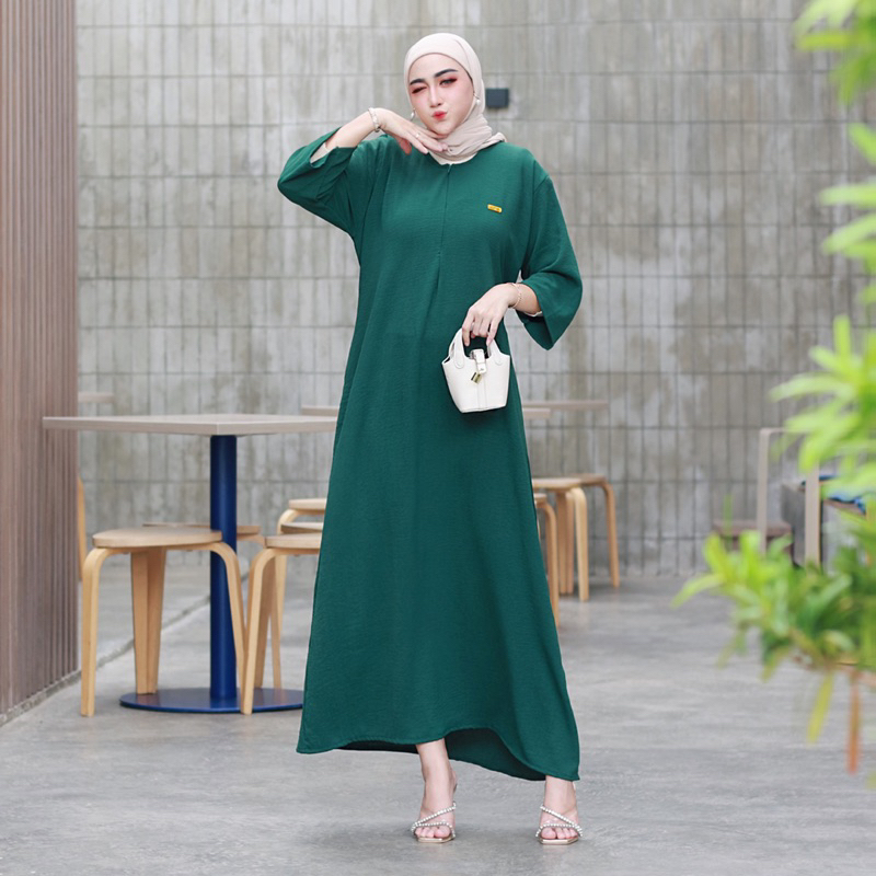 Jual long dress crinkle airflow dress cr'inckle daster lengan 3/4 ...
