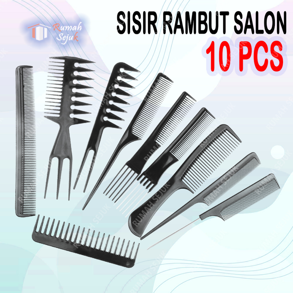 Jual 10 pc Sisir Rambut Set Salon Hair Perawatan Alat Kecantikan Set ...