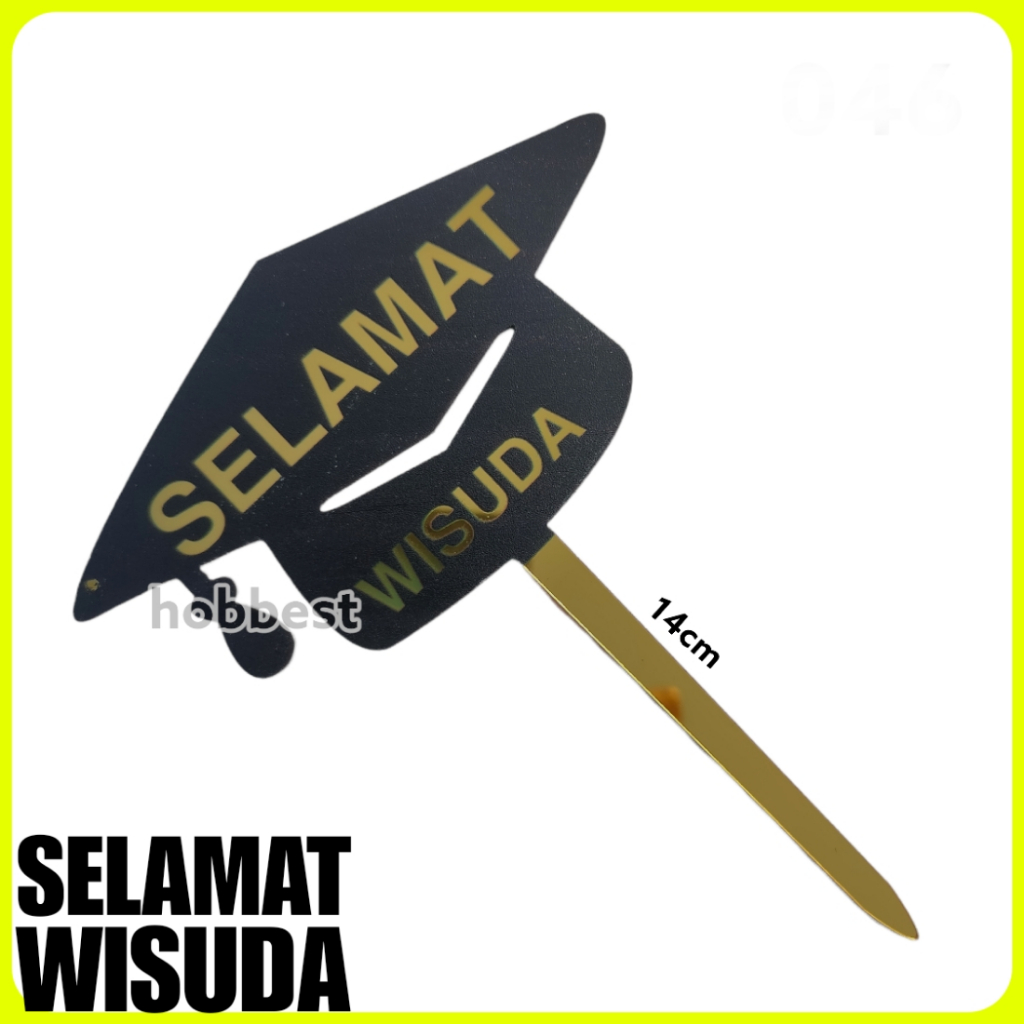 Jual TOPPER CAKE ACRYLIC : SELAMAT WISUDA - Pajangan Tusukan Hitam ...