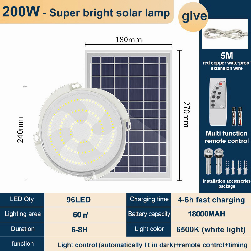 Jual Solar Ceiling Lampu 100W /200W Lampu Solar Cell Lampu Langit ...