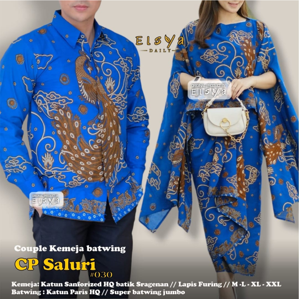 Jual MERAK BIRU Batik Solo Modern Sarimbit Kemeja dan Top Batwing Lilit ...