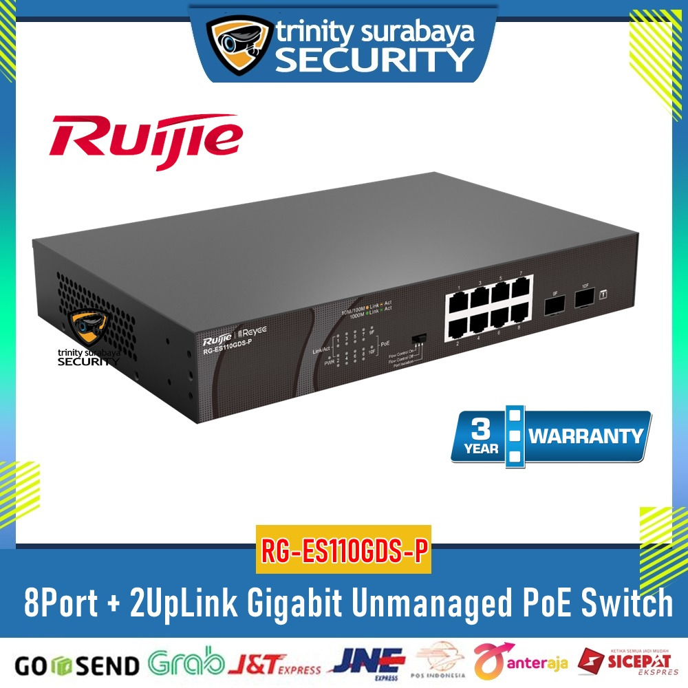 Jual RUIJIE 8Port + 2UpLink Gigabit Unmanaged PoE Switch Trinity ...