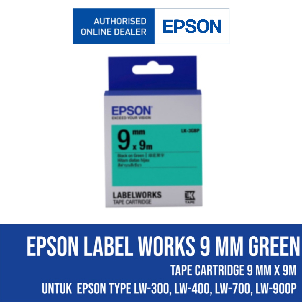 Jual Epson Label Works 9mm Black On Green LabelWorks Label Tape ...