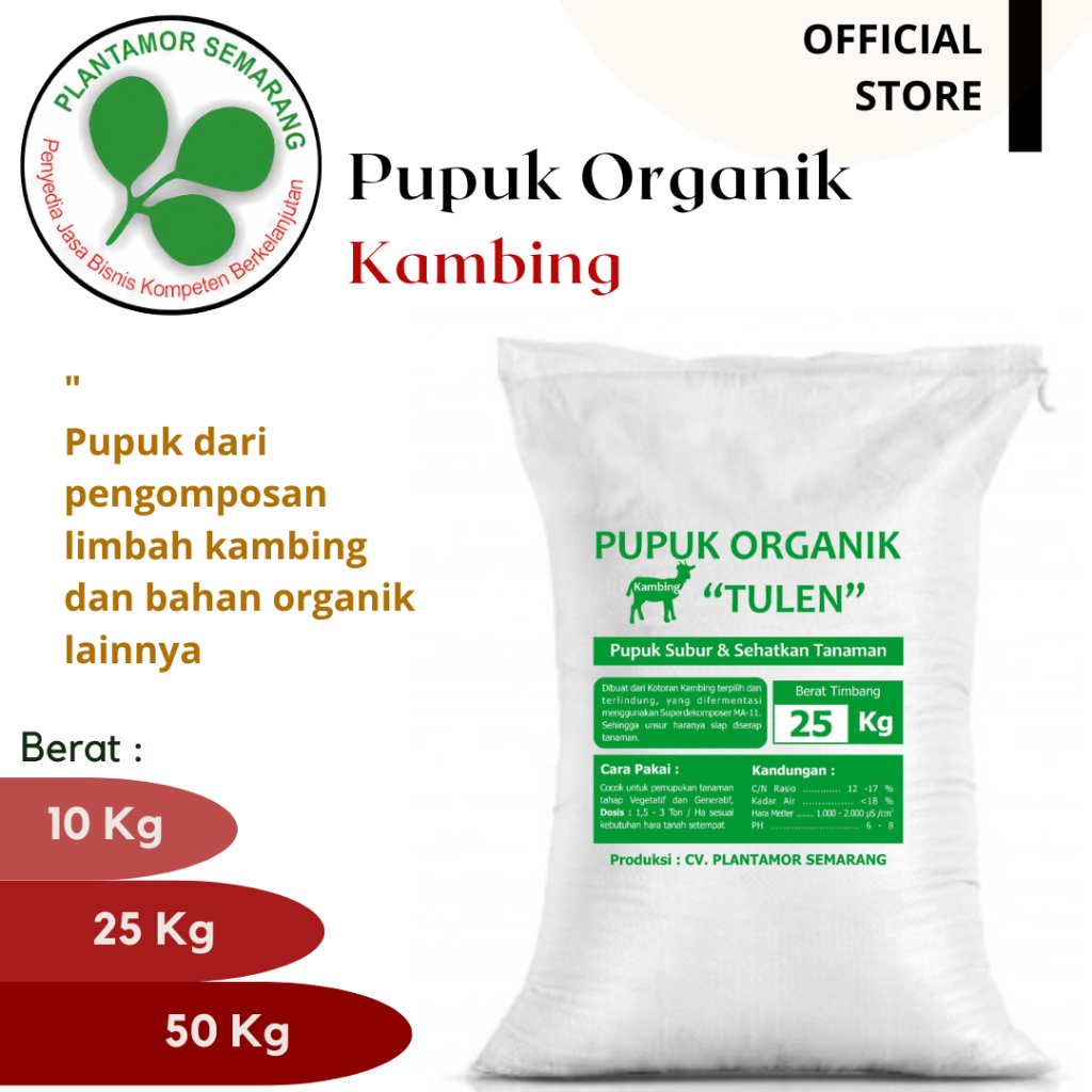 Jual Pupuk Organik Kambing 10 Kg, 25 Kg dan 50 Kg / Pupuk Kompos ...