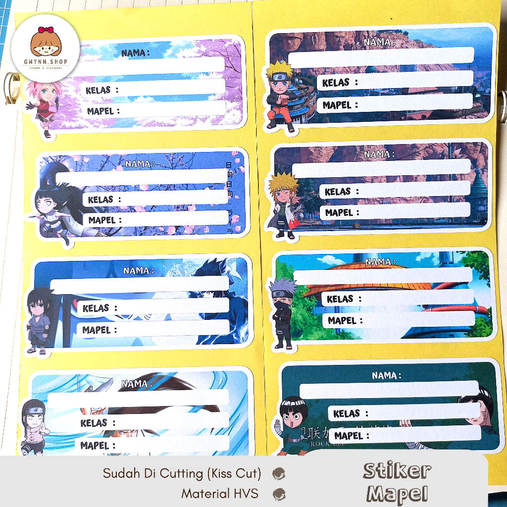Jual Stiker Mapel | Label Buku Mata Pelajaran Sekolah | Naruto | Shopee ...