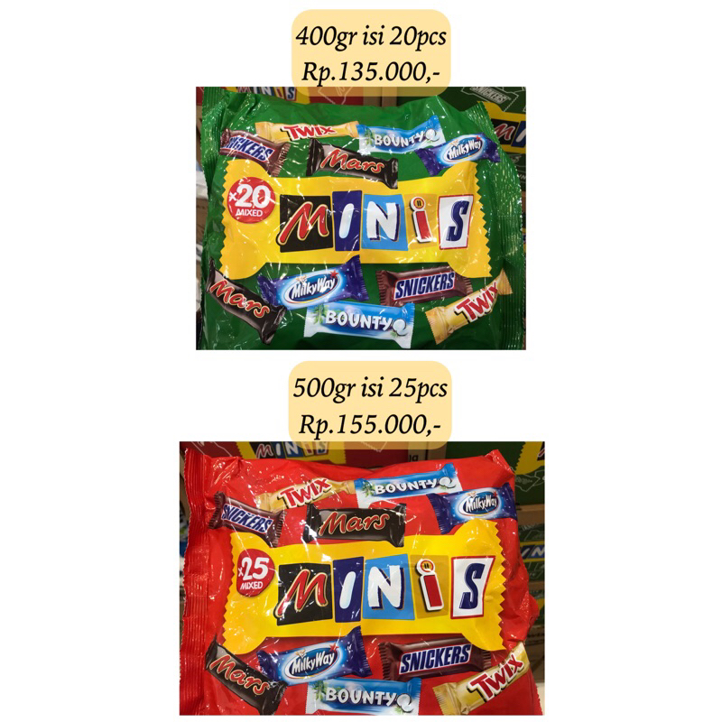 Jual Coklat Minis Mix isi 20pcs , Coklat Minis Mix isi 25pcs, Coklat ...