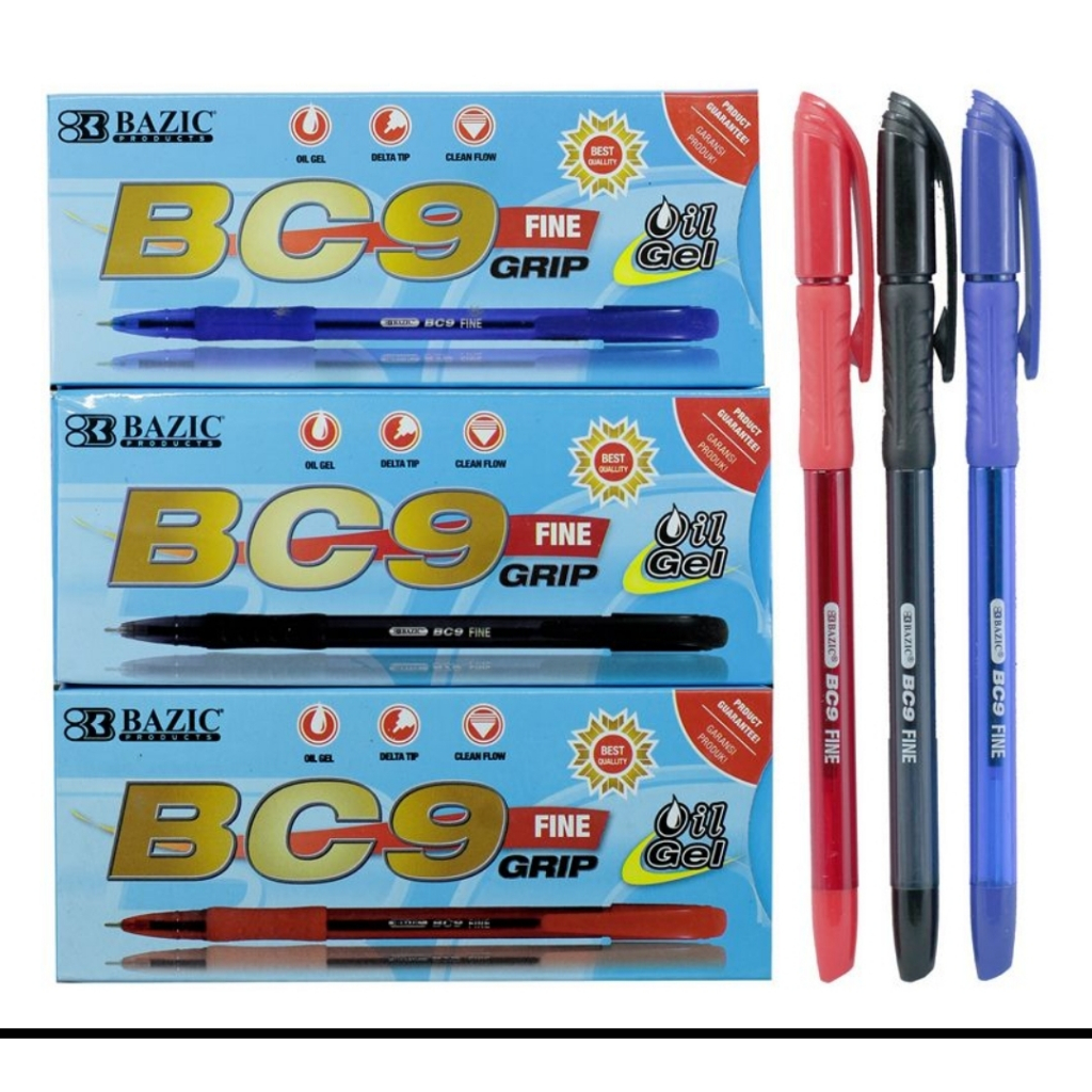 Jual ballpoint bc 9 grip bazic satuan oil gel satuan merah / hitam ...