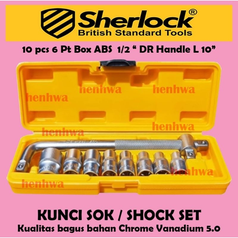 Jual Kunci Sok Shock Tool Set Sherlock 10 Pcs 1/2 inch DR 6 Pt Box ABS ...