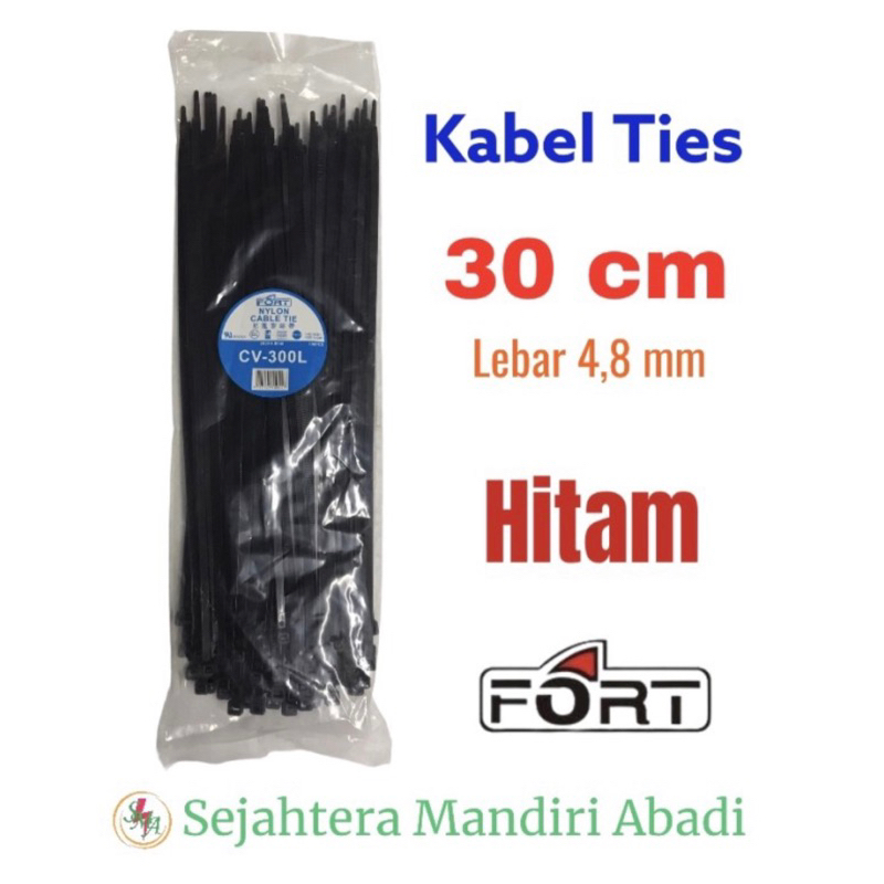 Jual Kabel Ties 30cm Lebar 4,8mm Varian Putih / Hitam Fort | Shopee Indonesia