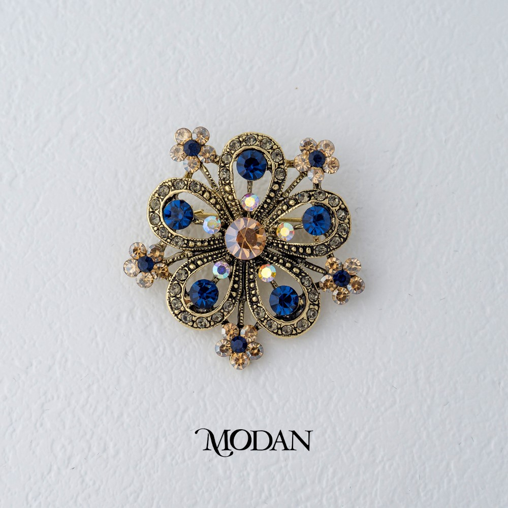 Jual Modan - Vintage Rustic Brooch Classic Pattern Round Flower Bros ...