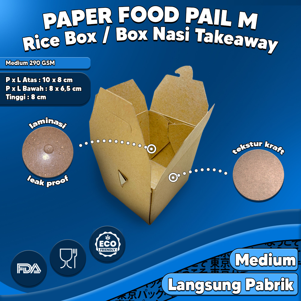 Jual FOOD PAIL M/RICE BOX PAPER M/FOOD PAIL BOX KRAFT MEDIUM MURAH ...
