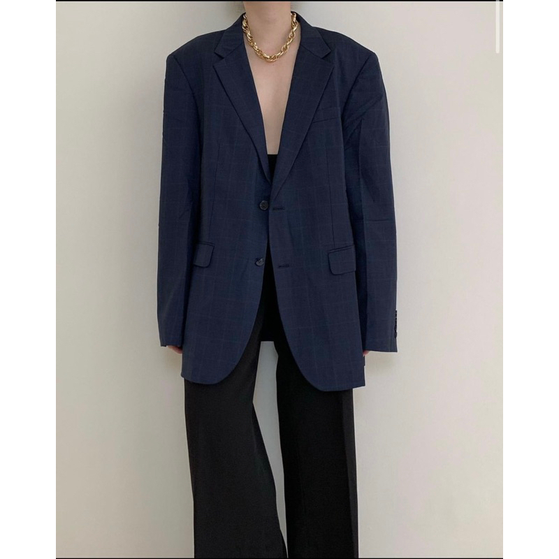 Jual Recycled - Deep Blue With Big Checkered Blazer - Outer Jas Warna ...