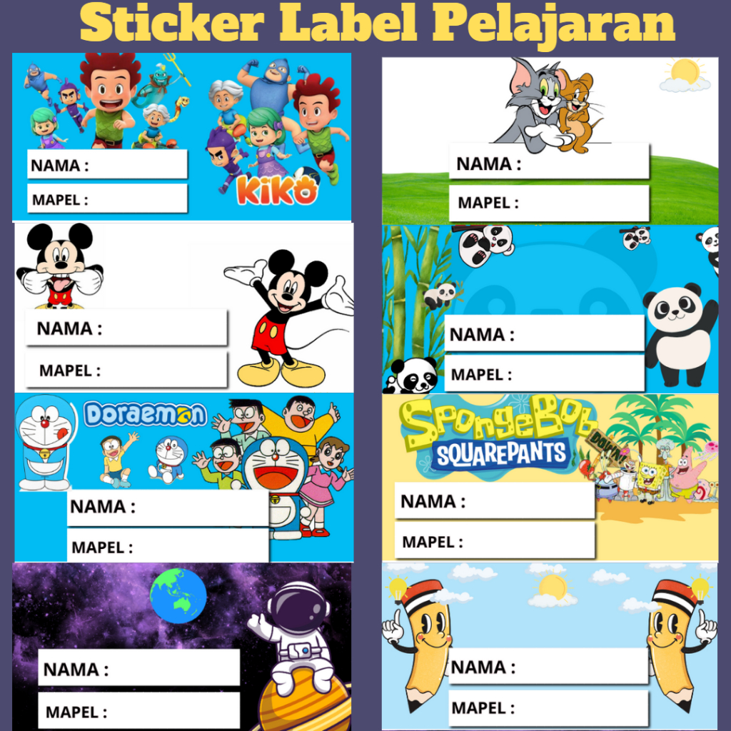Jual Sticker Label Buku Pelajaran Custome Nama / Custome Book Name ...