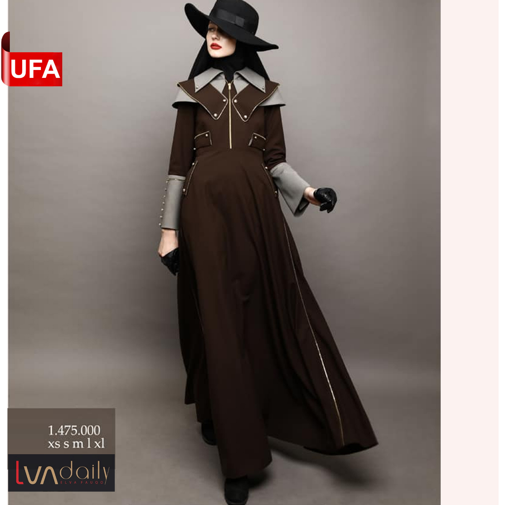 Jual LVA DAILY Geraldine - Dark brown mix grey - Dress simpel elegan ...