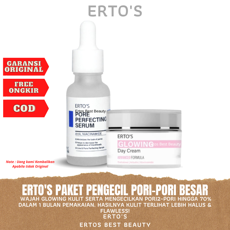 Jual Ertos Paket Pengecil PoriPori Pori Wajah 2in1 ( Glowing Day & Pore Minimizer Serum ...