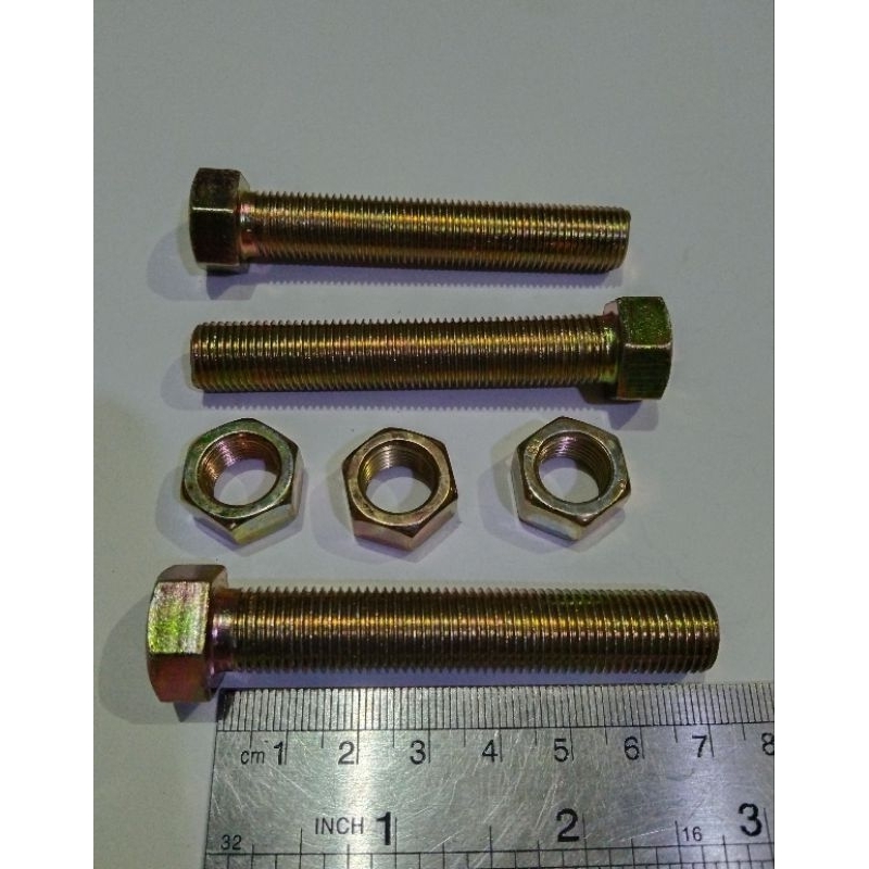 Jual Baut + mur kuning BMK HEX M12 x 70 mm ( kunci 17 ) | Shopee Indonesia