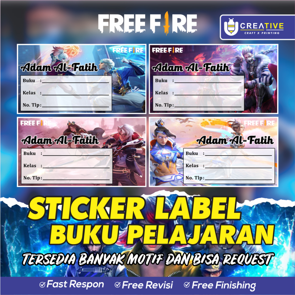 Jual Sticker / Label Buku Pelajaran Bisa Custom Nama (Isi 20pcs) Tema ...