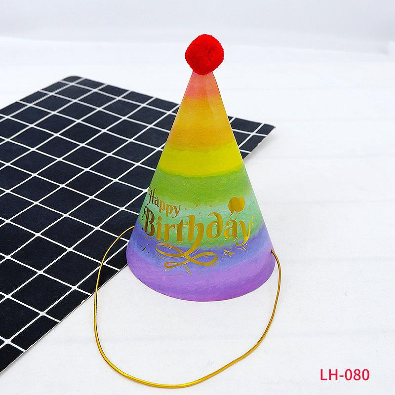 Jual TOPI ULANG TAHUN KERUCUT POMPOM TOPI PESTA ULTAH TULISAN HAPPY ...