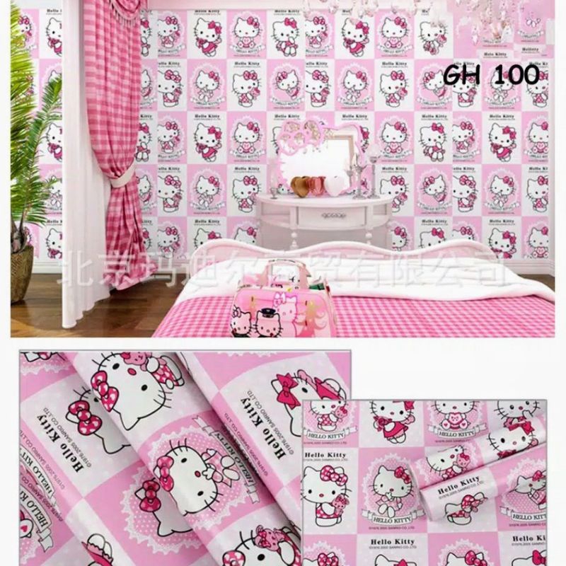 Jual Wallpaper Dinding Hello Kitty Sanrio Pink Ukuran 45 Cm x 10 Meter | Shopee Indonesia