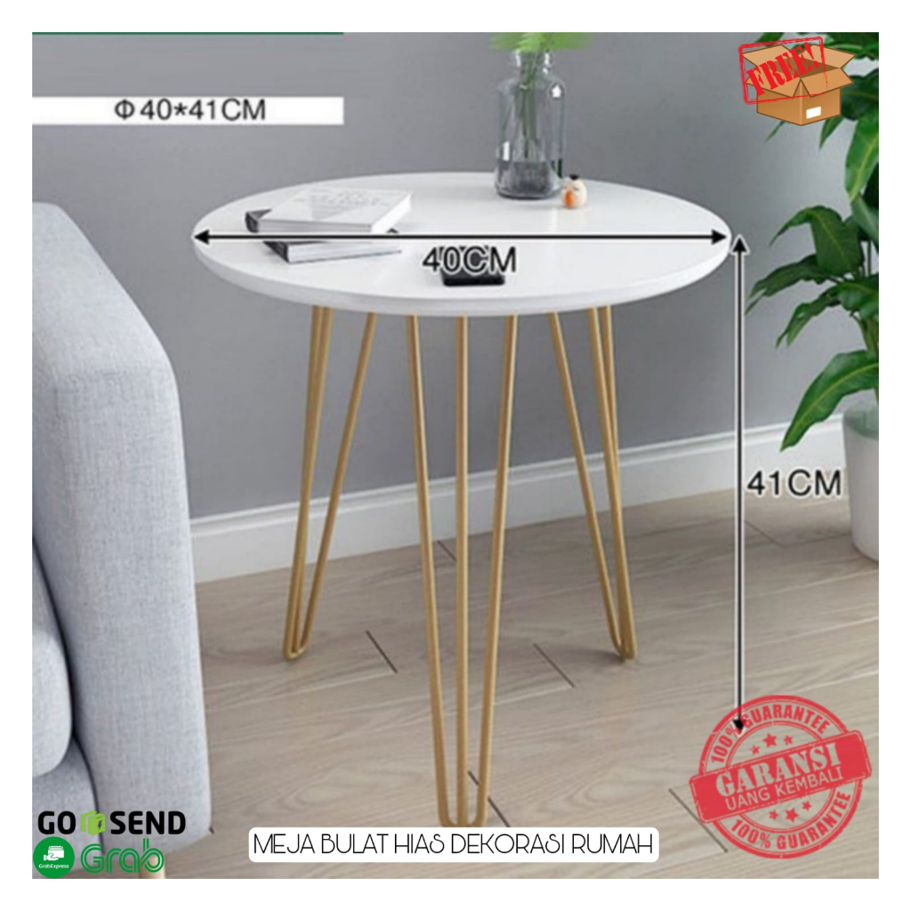 Jual Meja 40cm Teras Hias Bulat Table Round Coffe Meja Gold Tinggi 50 ...