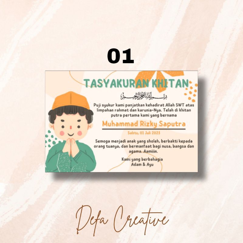 Jual KARTU / STICKER TASYAKURAN KHITANAN / WALIMATUL KHITAN / KHITANAN ...