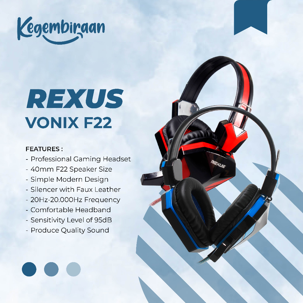 Jual Rexus Headset Gaming Vonix F22 - Merah Biru | Shopee Indonesia