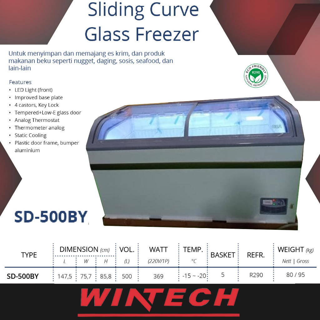 Jual Gea SD-500BY Sliding Curve Glass Freezer - Freezer Box Kaca Geser ...