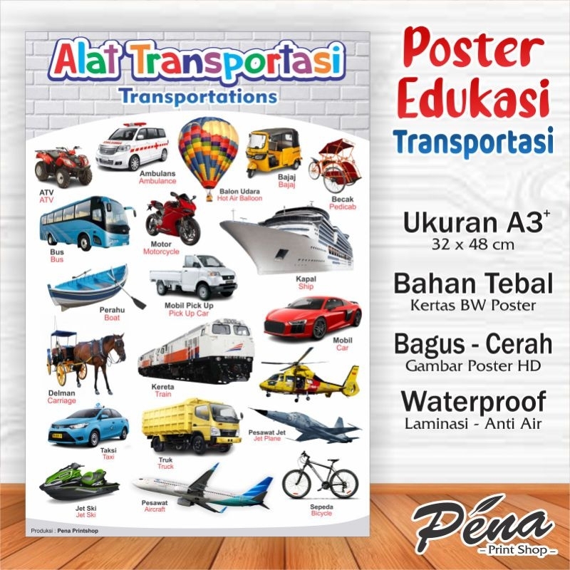 Jual Poster Edukasi Anak / Poster Belajar / Poster Transportasi ...