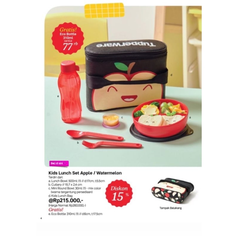 Jual kids lunch set apple watermelon tupperware | Shopee Indonesia