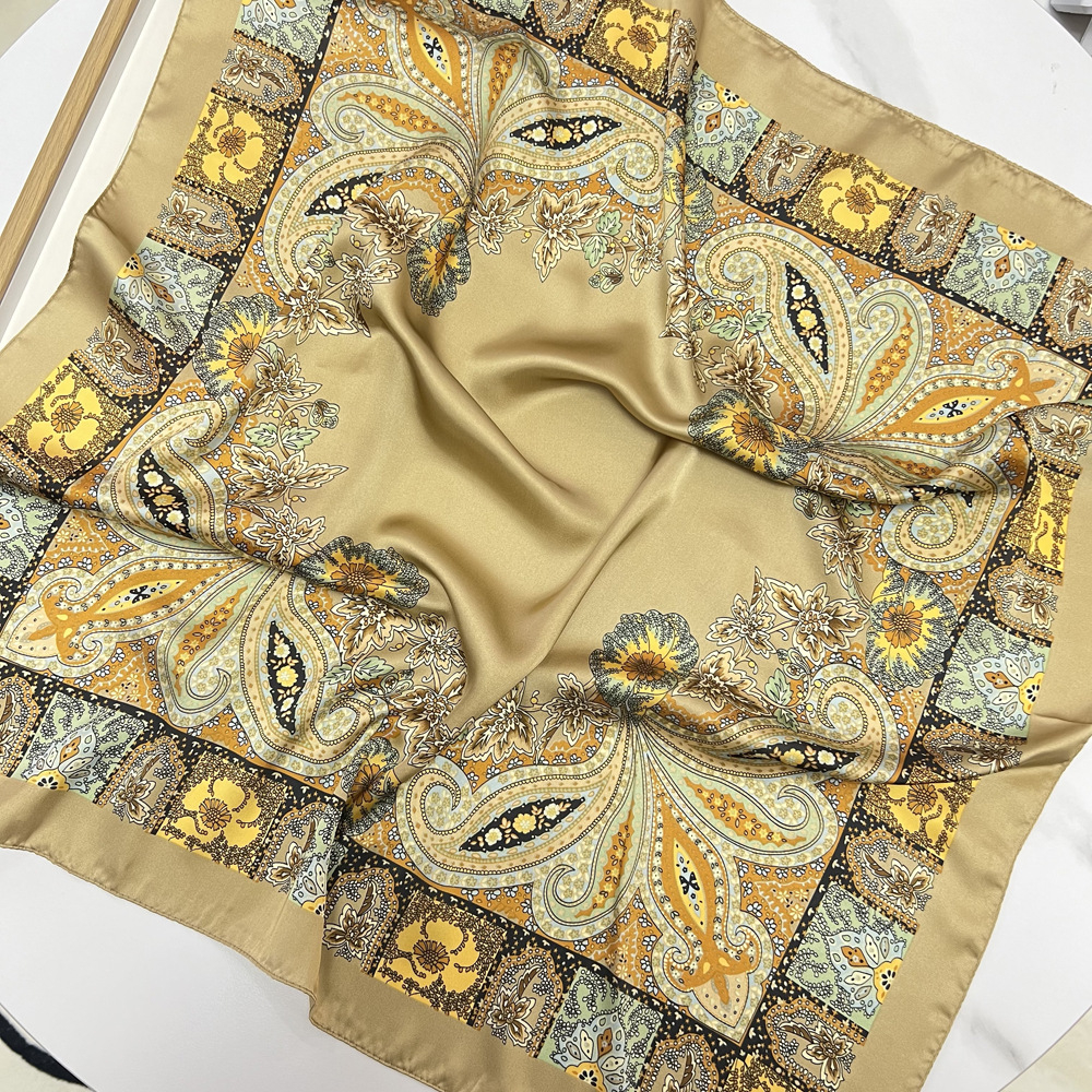 Jual Gaya Korea 90*90cm syal persegi besar wanita temperamen sederhana bergaris scarf sutra ...