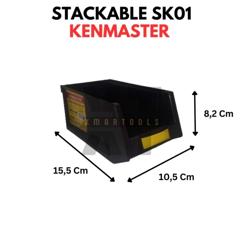 Jual Kotak plastik stackable SK 01 / Kotak rak baut Kenmaster Hitam ...