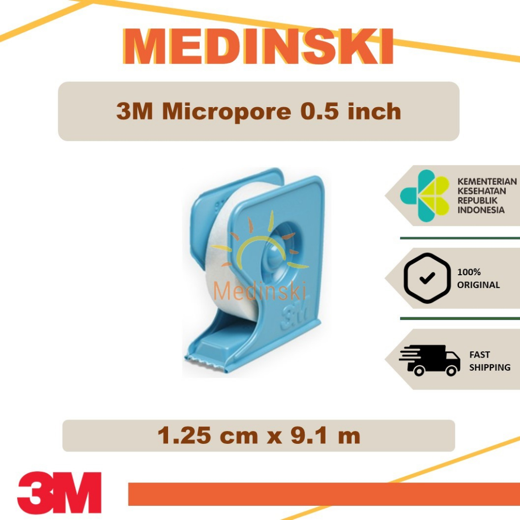 Jual 3M Micropore 0,5 inch in 1/2 inchi 0.5 inci Plester Medis 1.25 1,25 cm | Shopee Indonesia